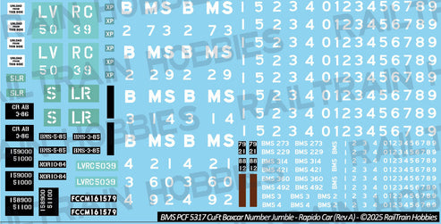 Decals: Mini Number Jumble set for Berlin Mills Rapido PCF 5317 Boxcar ...