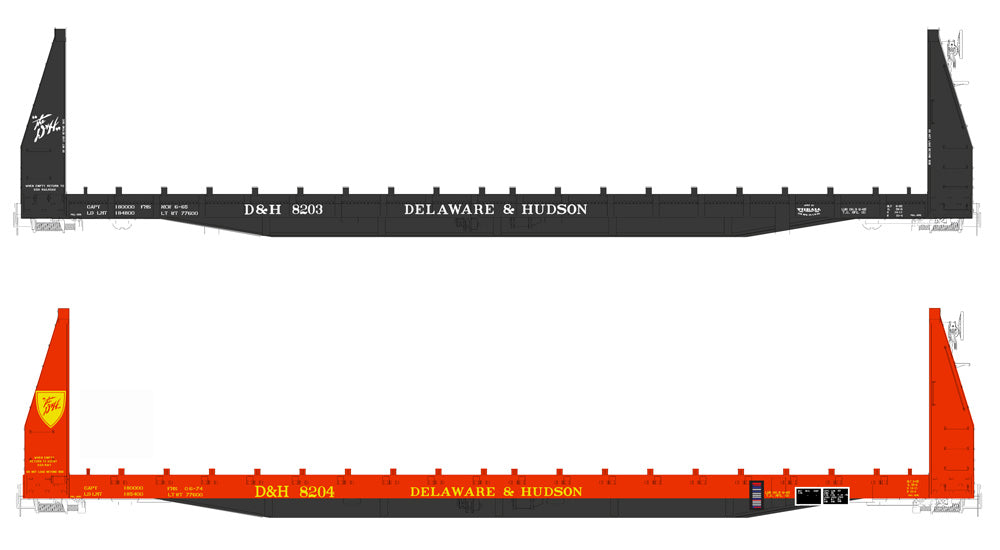 DECALS: Delaware and Hudson Thrall 61' Bulkhead Flat Car – RailTrain ...